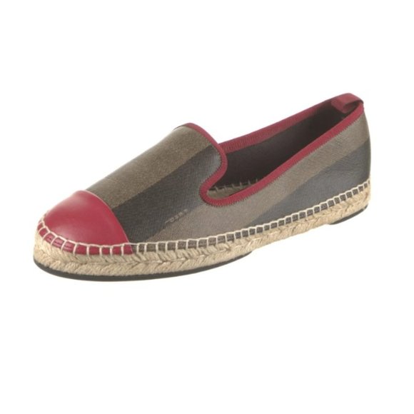 Fendi | Shoes | Fendi Canvas Redbrown Colorblock Pattern Espadrilles 85 ...